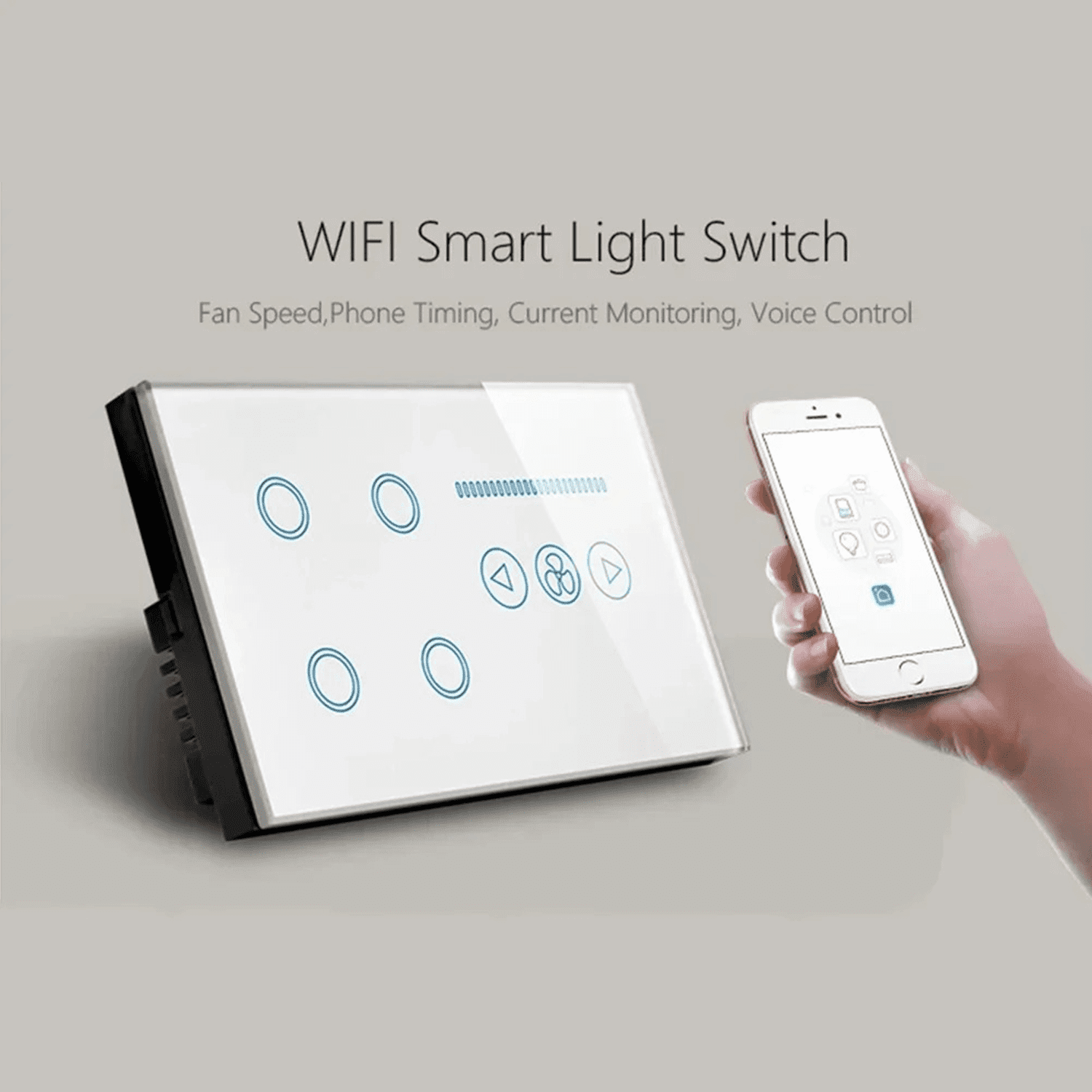 Smart Wifi 4 Gang + Fan Touch Wall Switch | Smart Watt
